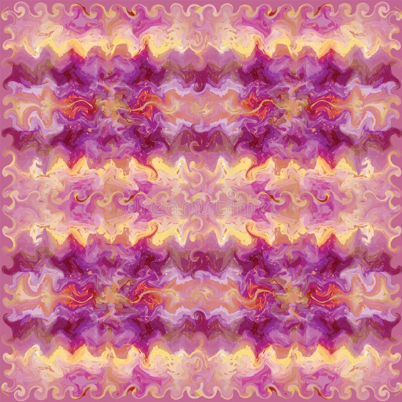 Seamless Pattern with Grunge Striped Wavy Square Elements in Violet and ...