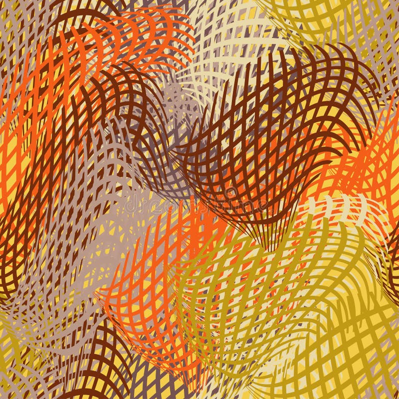 Seamless Pattern with Grunge Wavy Colorful Grid Elements Stock Vector ...