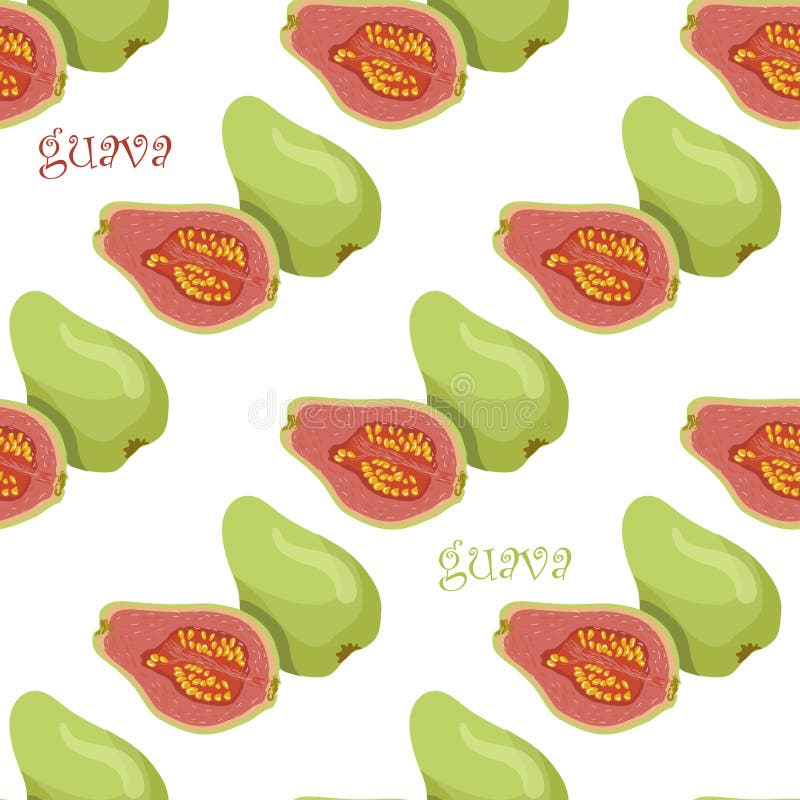Seamless Pattern with Guava Stock Illustration - Illustration of juicy ...