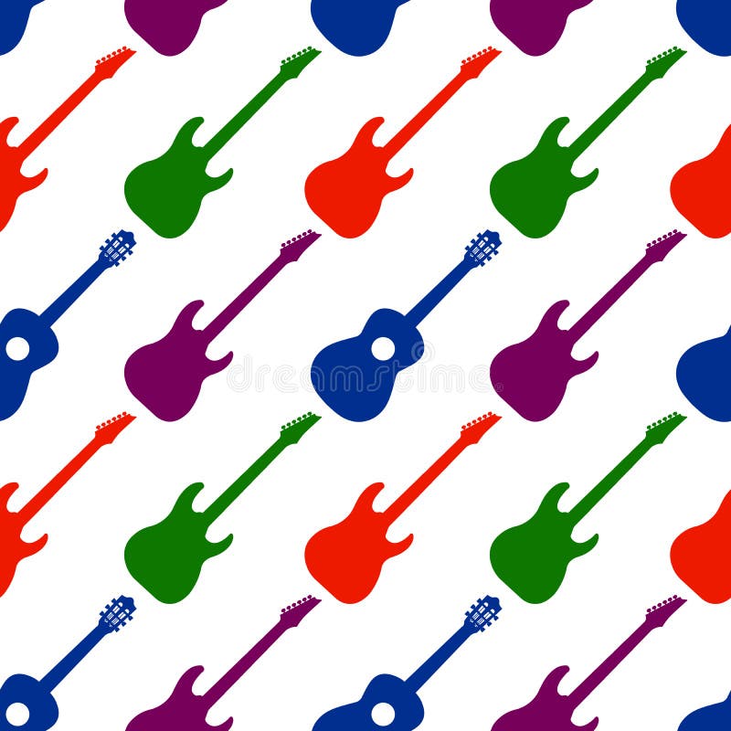 Seamless Electric Guitar Pattern on Light Blue Background .Music ...