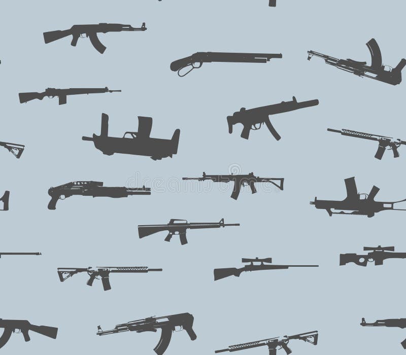 Seamless Pattern. Guns Silhouettes. Vector Illustration. Stock Vector ...