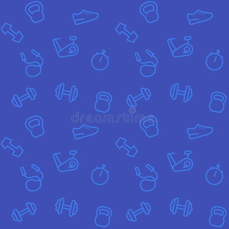 Fitness Seamless Pattern with Blue Fitness Icons Stock Vector ...