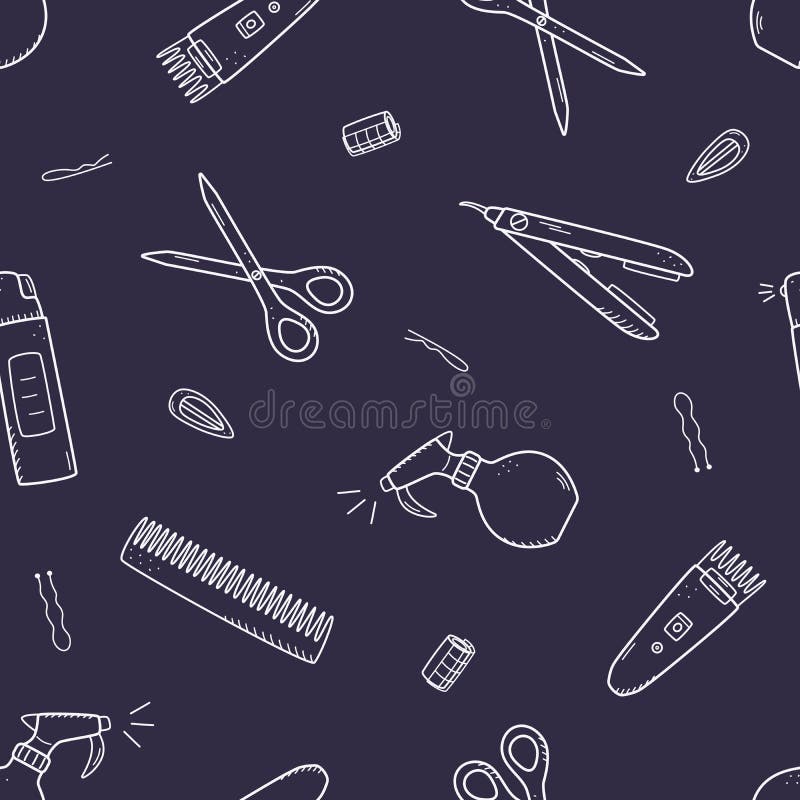 Seamless Pattern of Hairdressing Elements. Vector Illustration of ... Seamless Pattern of Hairdressing Elements. Vector Illustration of ...