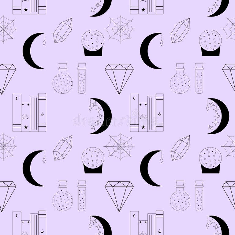 Seamless Pattern for Halloween with Cobweb Witch Paraphernalia Stock ...