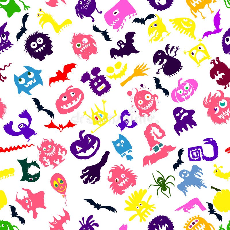Seamless Pattern Halloween Monsters. Vector Illustration Stock ...