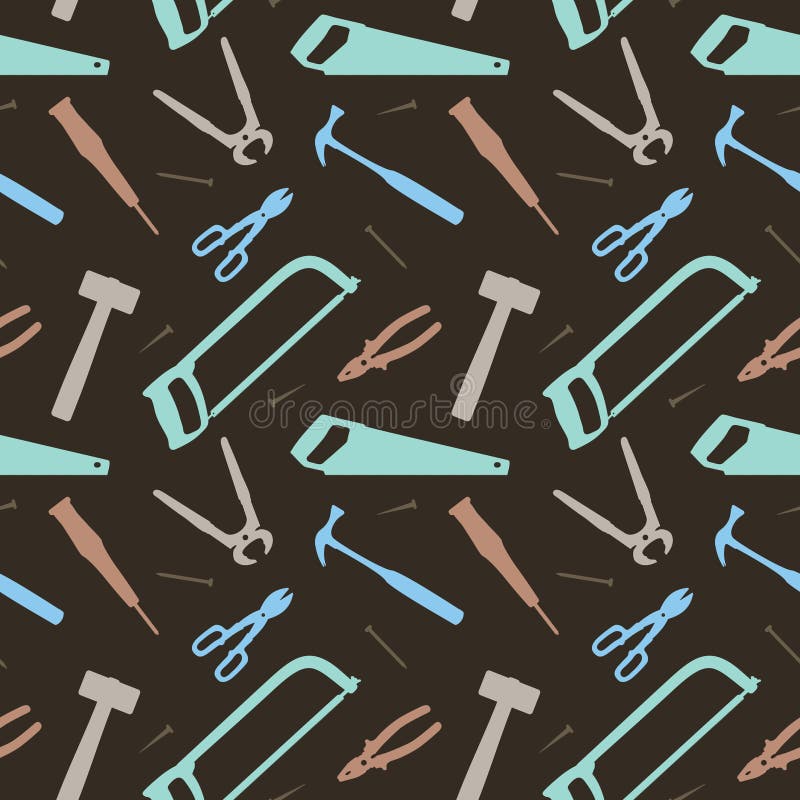 Seamless Pattern Hammer Saw Carpentry Construction Tools Stock Vector ...