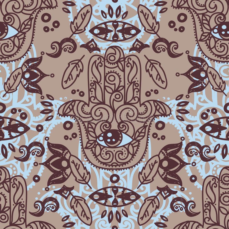 Seamless Pattern with Hamsa Symbols Stock Vector - Illustration of ...