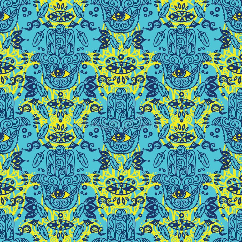 Seamless Pattern with Hamsa Symbols Stock Vector - Illustration of ...