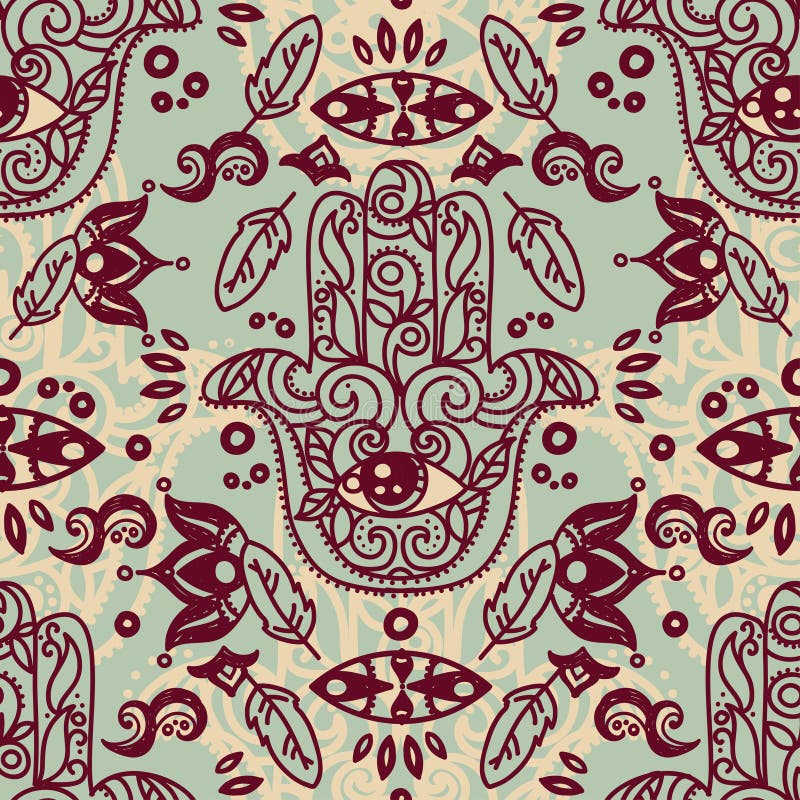 Seamless Pattern with Hamsa Symbols Stock Vector - Illustration of ...