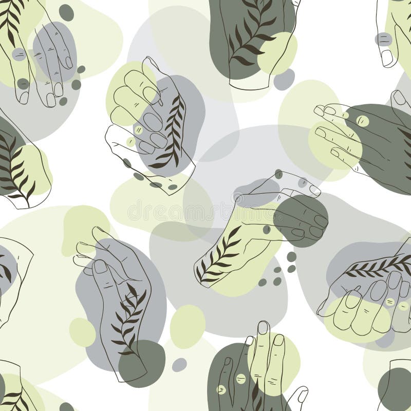 Seamless Pattern Hand Arm Women Elegant.Outline Hand Drawn Elegant ...