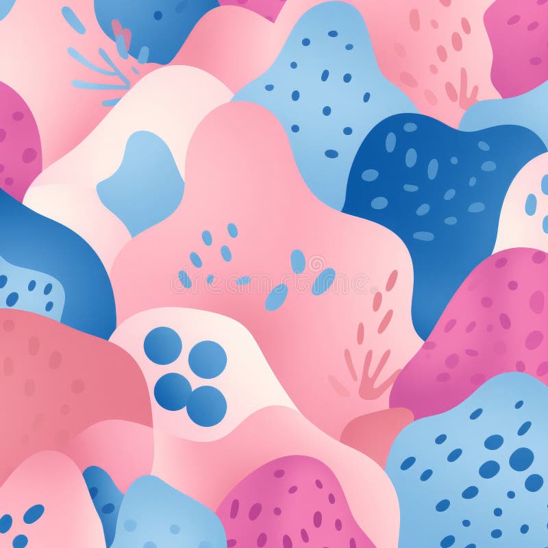 Seamless Pattern with Hand Drawn Abstract Shapes. Soothing Abstract ...