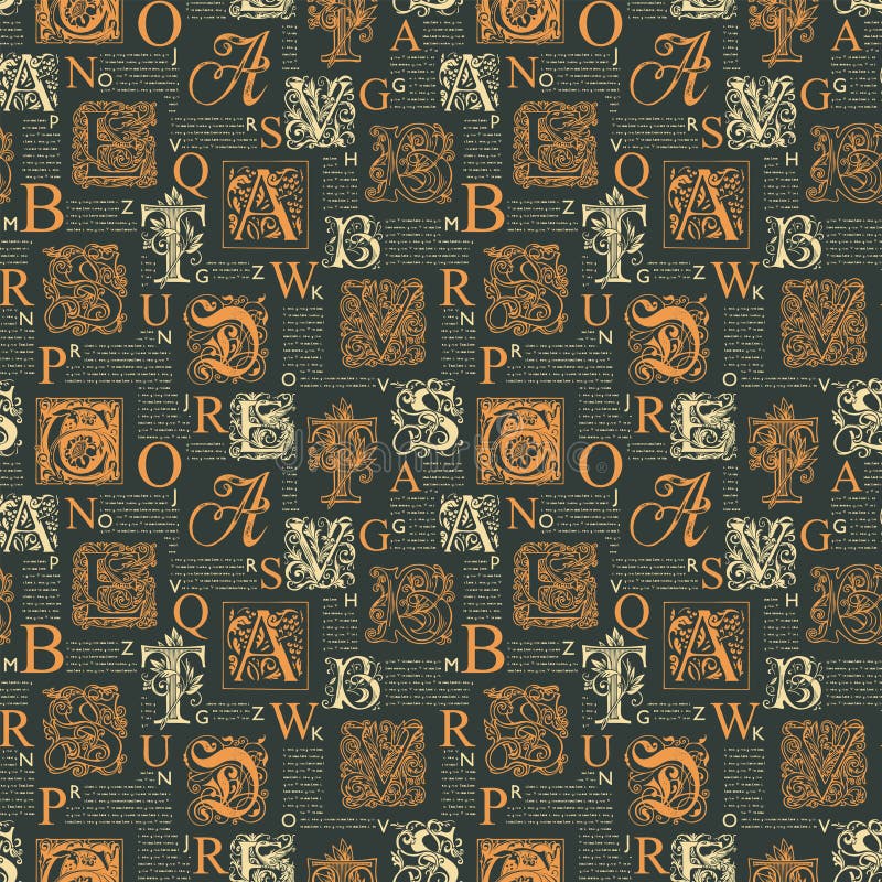 Seamless Pattern with Hand Drawn Alphabet Letters Stock Illustration ...
