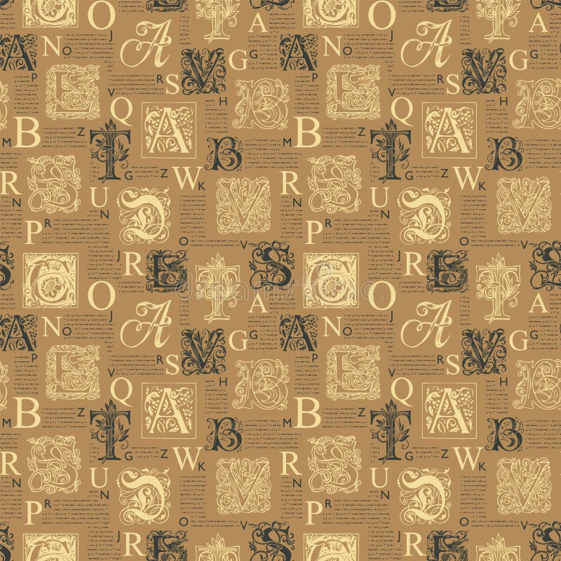Seamless Pattern with Hand Drawn Alphabet Letters Stock Vector ...