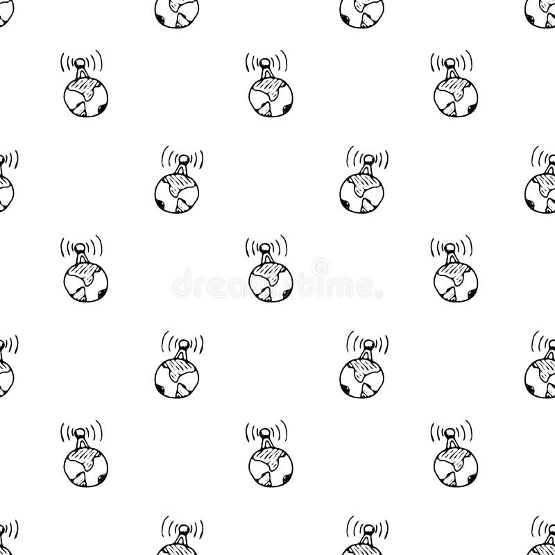 Seamless Pattern Hand Drawn Antenna on the Planet. Doodle Black Stock ...