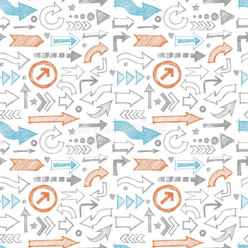 Seamless Pattern of Hand-drawn Arrows in Grey, Blue and Orange ...