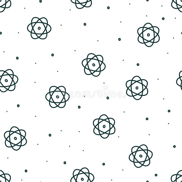 Seamless Pattern with Hand Drawn Atom in Doodle Style. Vector ...