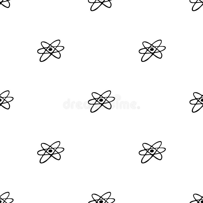 Seamless Pattern with Hand Drawn Atom. Doodle Style Vector Illustration ...