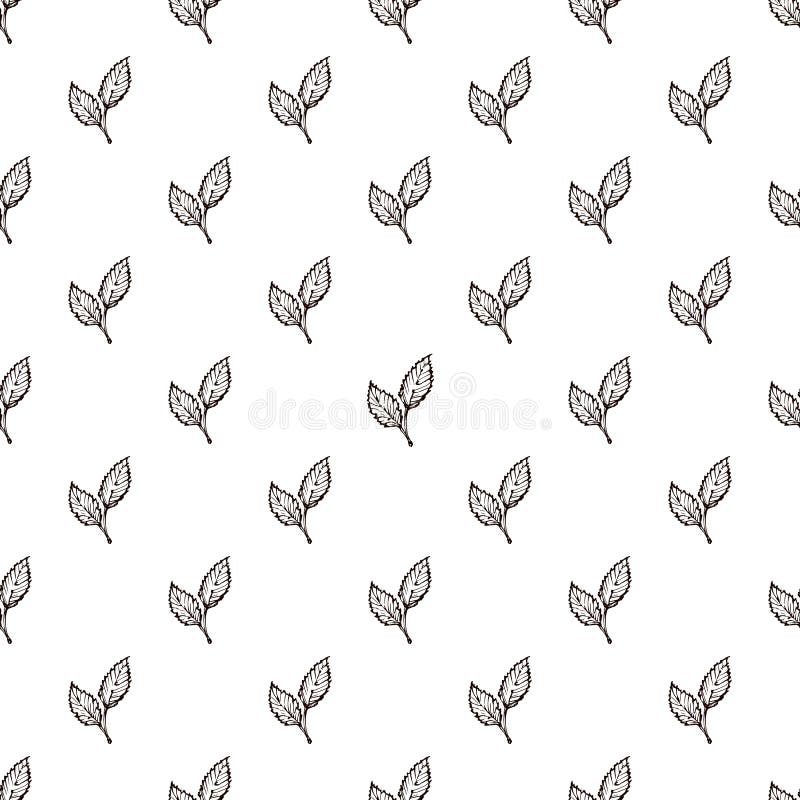 Seamless Pattern with Hand Drawn Beech Leaves Stock Vector ...