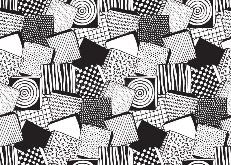 Seamless Pattern with Hand Drawn Blocks Stock Vector - Illustration of ...