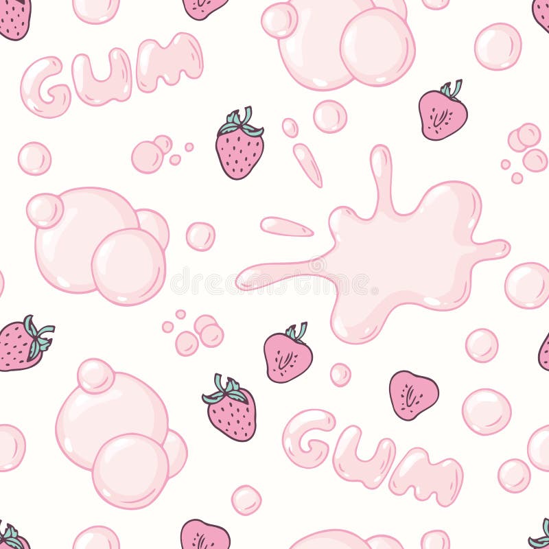 Seamless Pattern with Hand Drawn Bubble Gum Seamless Pattern ...