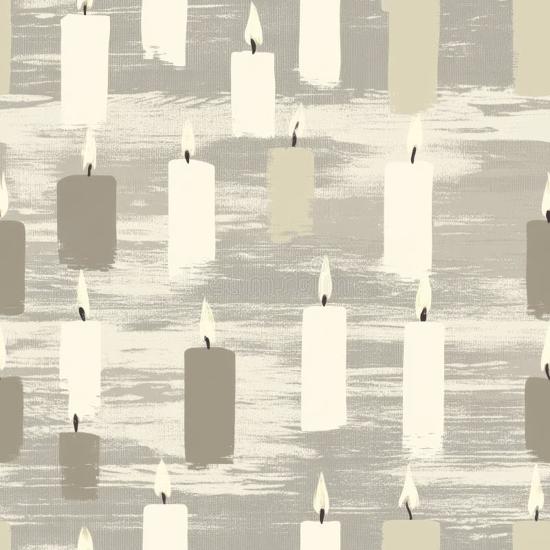 Seamless Pattern of Hand-Drawn Candles in Neutral Shades. Cozy and ...
