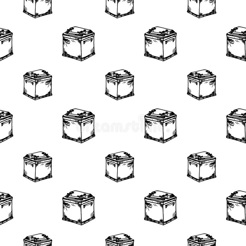 Seamless Pattern Hand Drawn Car Battery Doodle. Sketch Style Icon ...