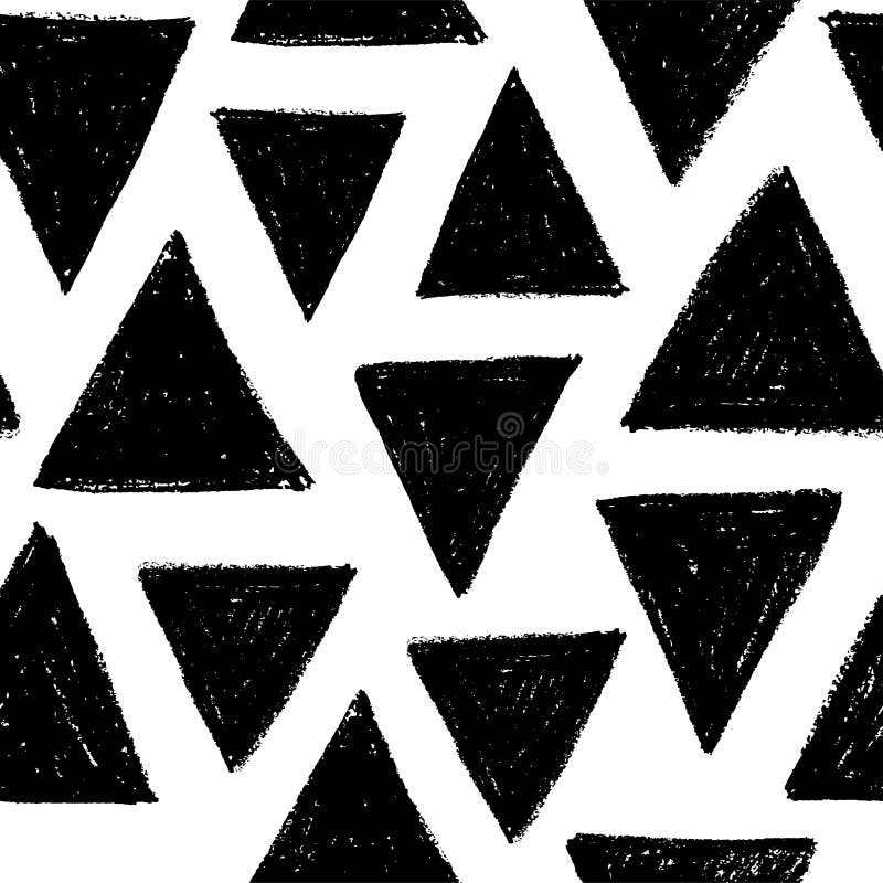 Seamless Pattern with Hand Drawn Charcoal Triangle Stock Vector ...