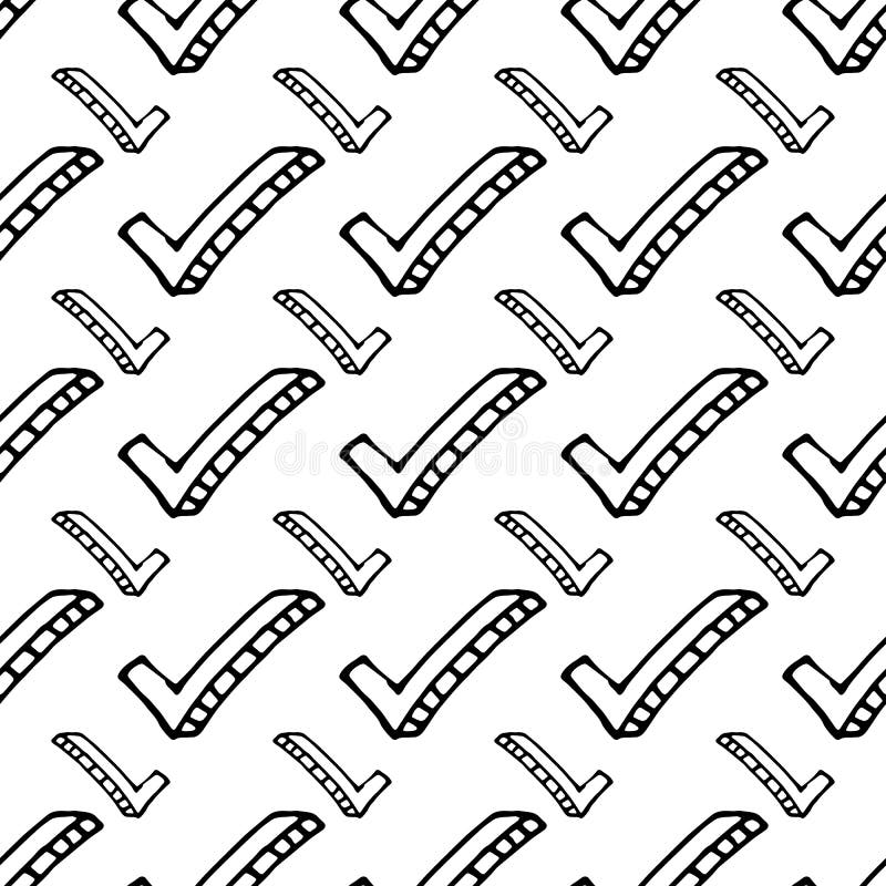 Seamless Pattern Hand Drawn Check Mark Doodle. Sketch Style Icon ...