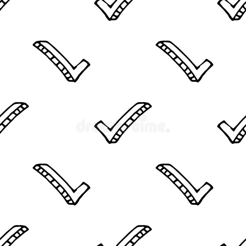Seamless Pattern Hand Drawn Check Mark Doodle. Sketch Style Icon ...