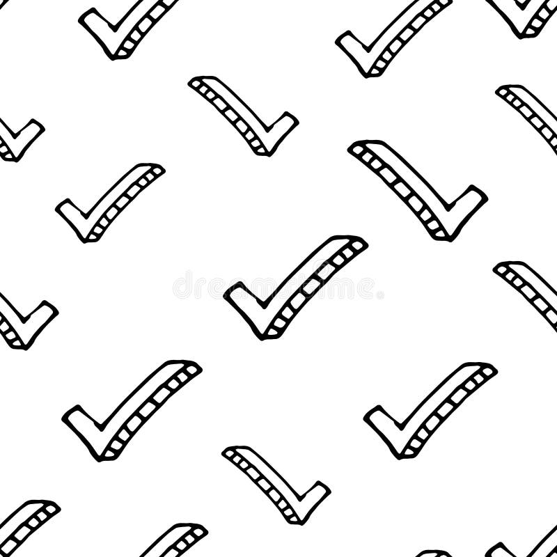 Seamless Pattern Hand Drawn Check Mark Doodle. Sketch Style Icon ...