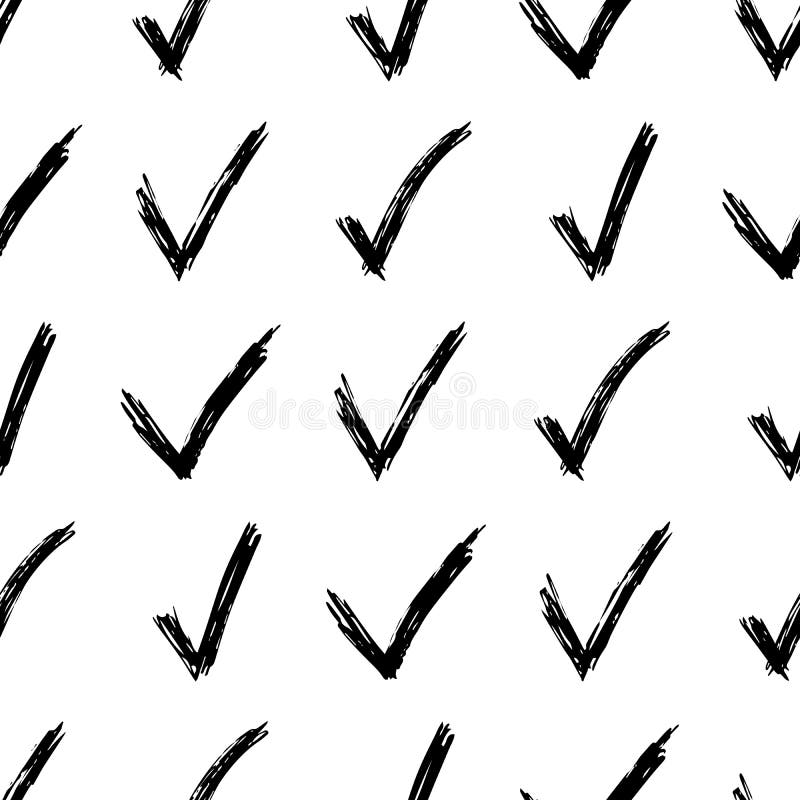 Seamless Pattern with Hand Drawn Check Symbols Stock Vector ...