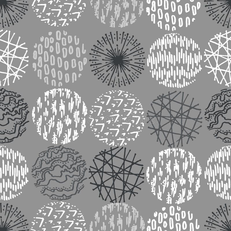 Seamless Pattern with Hand Drawn Circle Doodle Stylish Elements. Stock ...