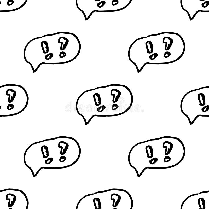 Seamless Pattern Hand Drawn Cloud with Exclamation Mark and Question ...