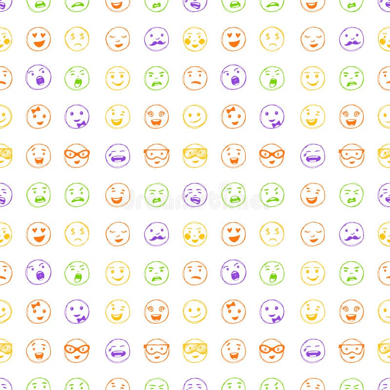 Seamless Pattern of Hand Drawn Color Lines Smiles. Stock Vector ...