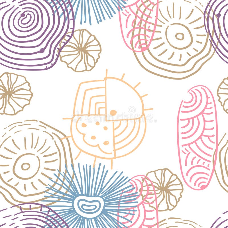 Seamless Pattern with Hand-drawn Colored Doodles Stock Illustration ...