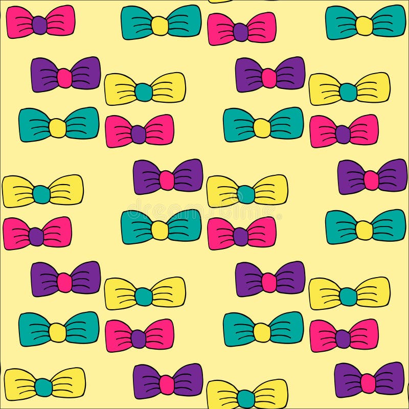 Seamless Pattern with Hand Drawn Colorful Bows Stock Vector ...