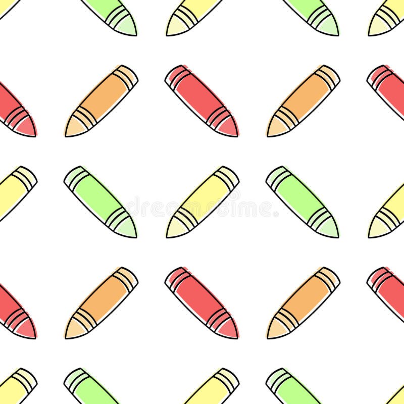 Seamless Pattern Hand Drawn Colorful Crayons Stock Vector ...