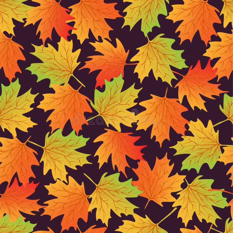 Seamless Pattern with Hand Drawn Colorful Maple Leaves Stock Vector ...
