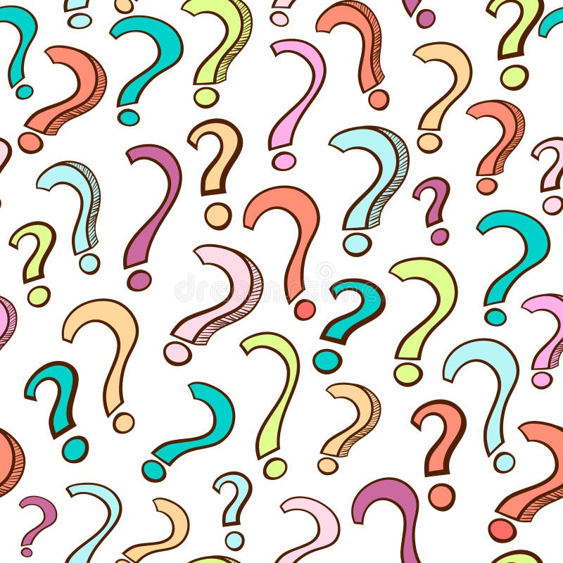 Seamless Pattern with Hand Drawn Colorful Question Signs. Vector ...