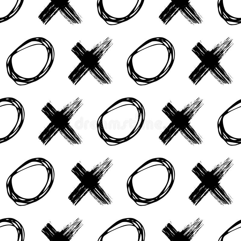 Seamless Pattern with Hand Drawn Cross and Circle Shapes Stock Vector ...