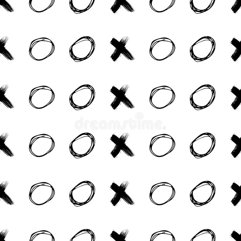 Seamless Pattern with Hand Drawn Cross and Circle Shapes Stock Vector ...