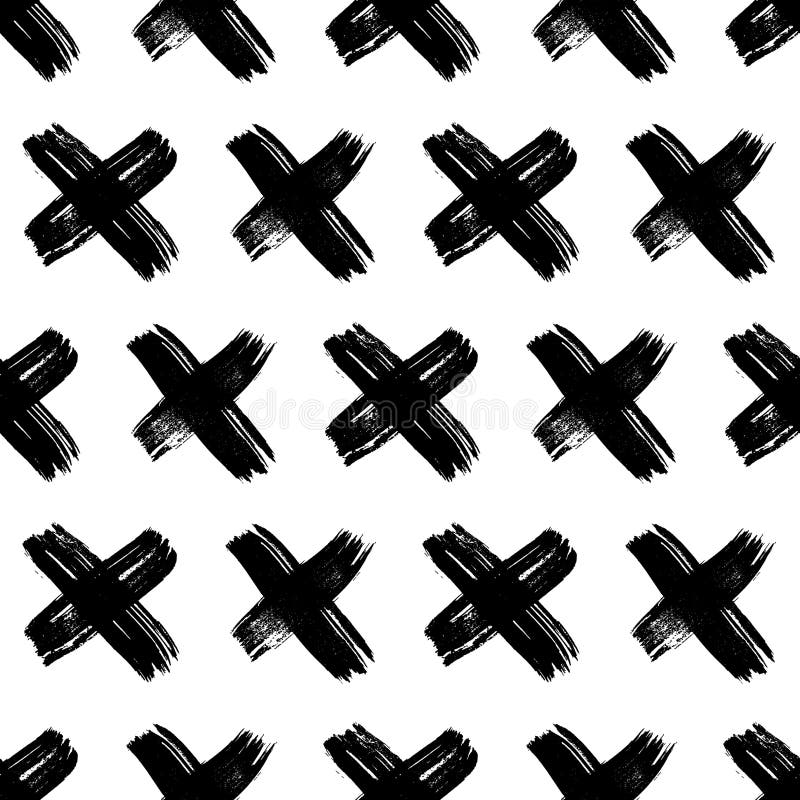 Seamless Pattern with Hand Drawn Cross Symbols Stock Illustration ...
