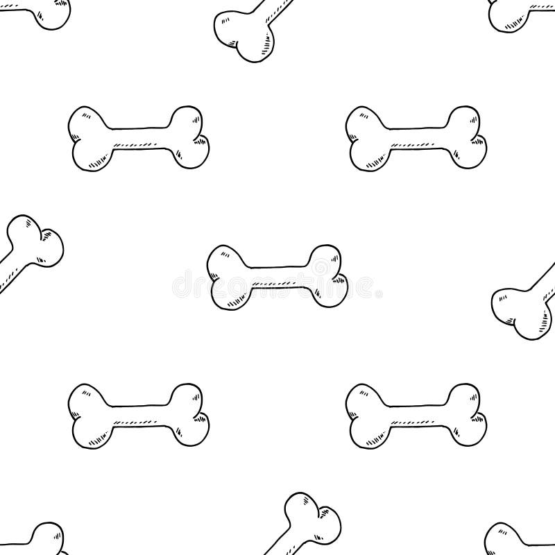 Seamless Pattern Hand Drawn Dog Bone Doodle. Sketch Style Icon ...
