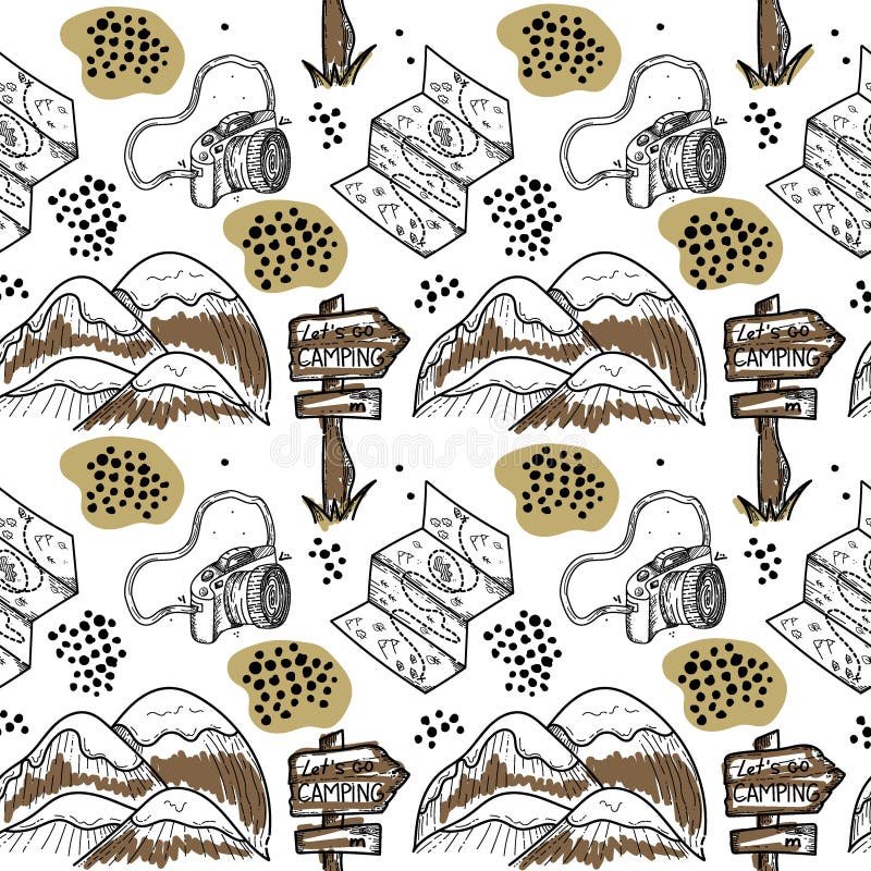 A Seamless Pattern of Hand-drawn Doodle-style Elements. Illustration ...