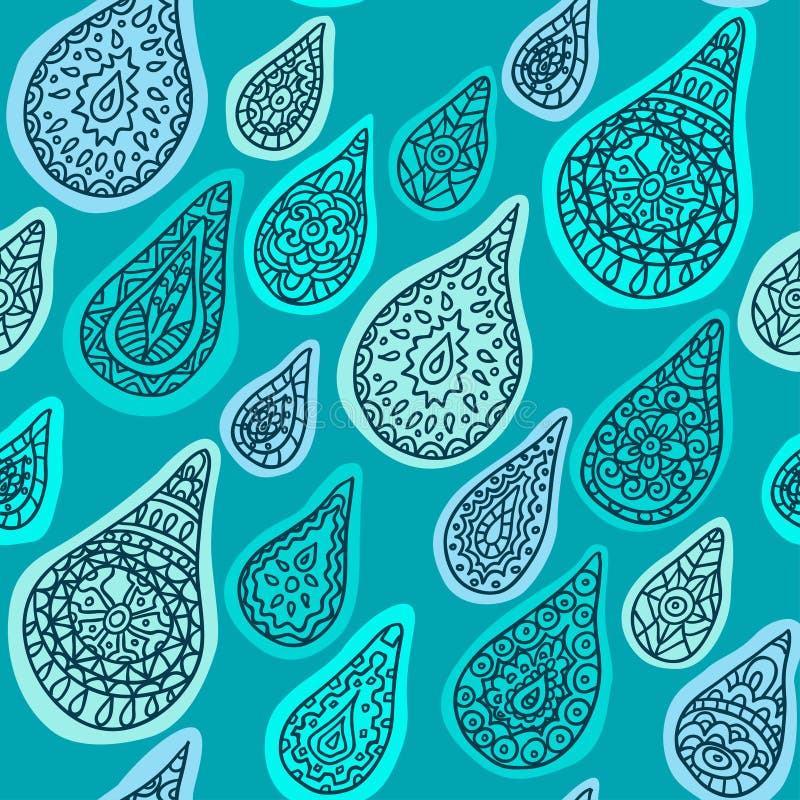 Seamless Pattern with Hand Drawn Drops, Vector Illustration. Stock ...