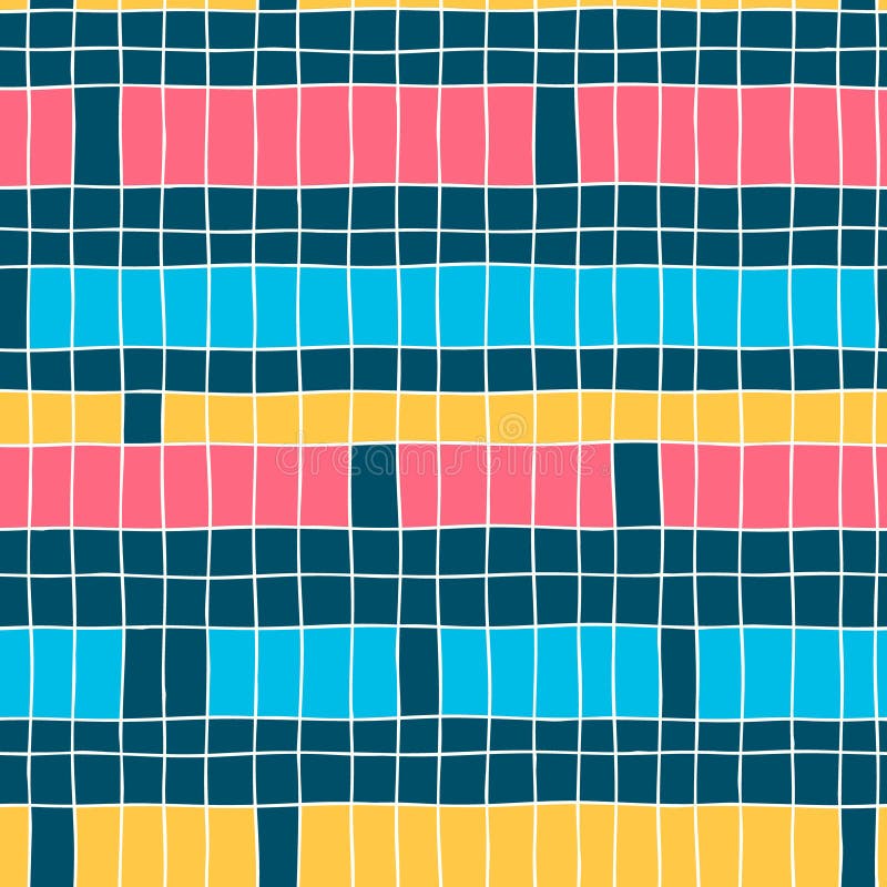 Seamless Pattern with Hand Drawn Dynamic Multi-colored Plaid Stock ...