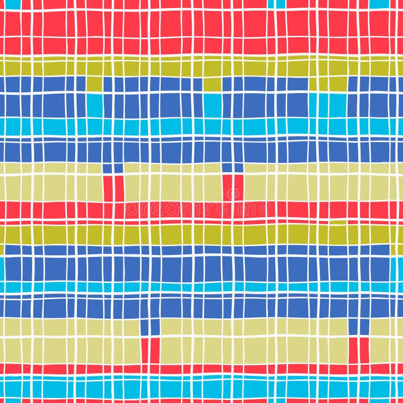 Seamless Pattern with Hand Drawn Dynamic Multi-colored Plaid Stock ...