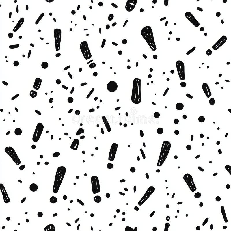 Seamless Pattern of Hand-drawn Exclamation Marks. Background with ...