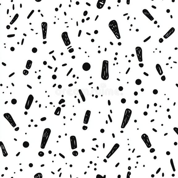 Seamless Pattern of Hand-drawn Exclamation Marks. Background with ...