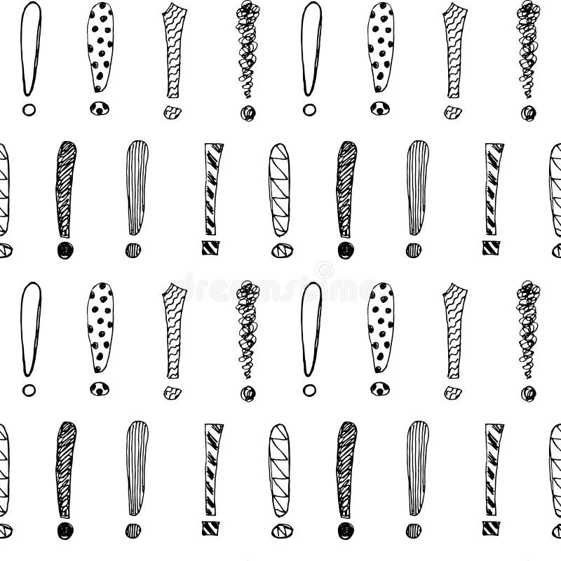 Seamless Pattern with Hand Drawn Exclamation Marks. Stock Illustration ...